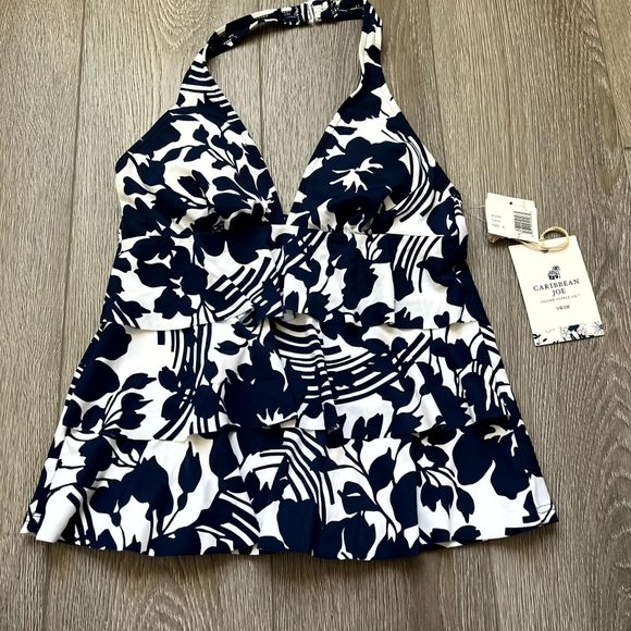 Caribbean Joe | Swim | Nwt Caribbean Joe Swimsuit Tankini Top Navy ...